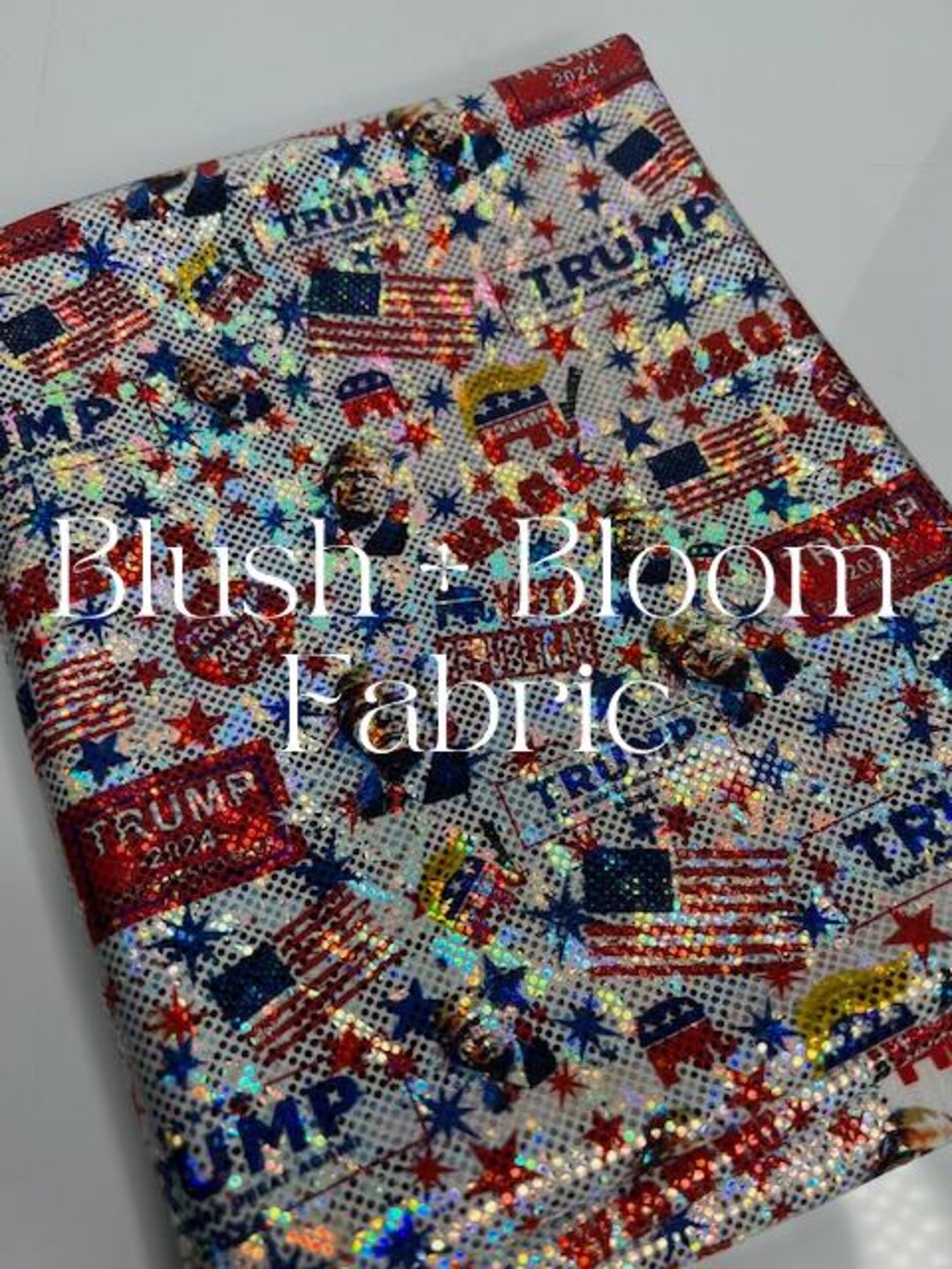 Trump Maga Fabric Printed on Holographic Spandex Fabric, Sports Bra ...