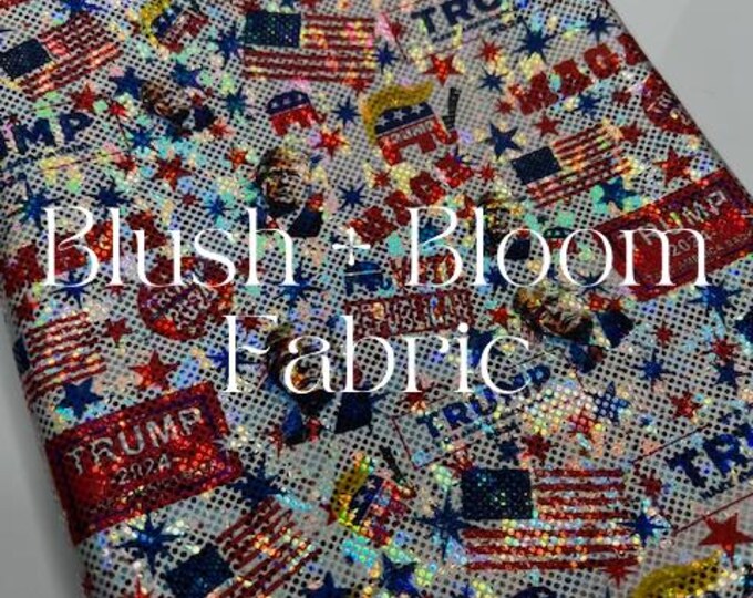 Trump Maga Fabric Printed on Holographic Spandex Fabric, Sports Bra ...