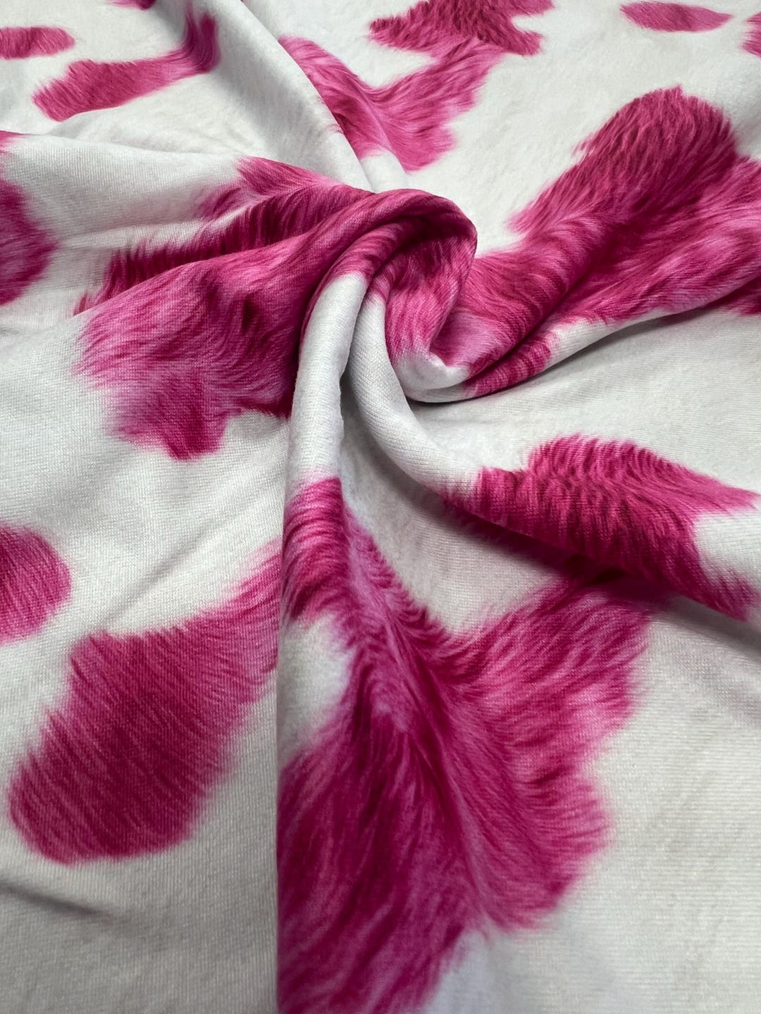 Pink Cowhide Printed on DBP Knit Fabric, Fabric by the Yard, 4-way ...