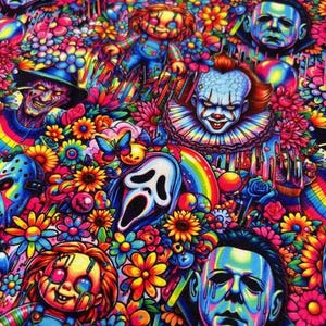 Psychedelic Halloween DBP Fabric: Stretchy Slasher Print, SHIPS FAST ...