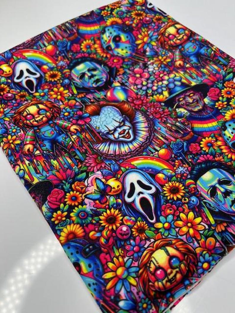 Psychedelic Halloween DBP Fabric: Stretchy Slasher Print, SHIPS FAST ...