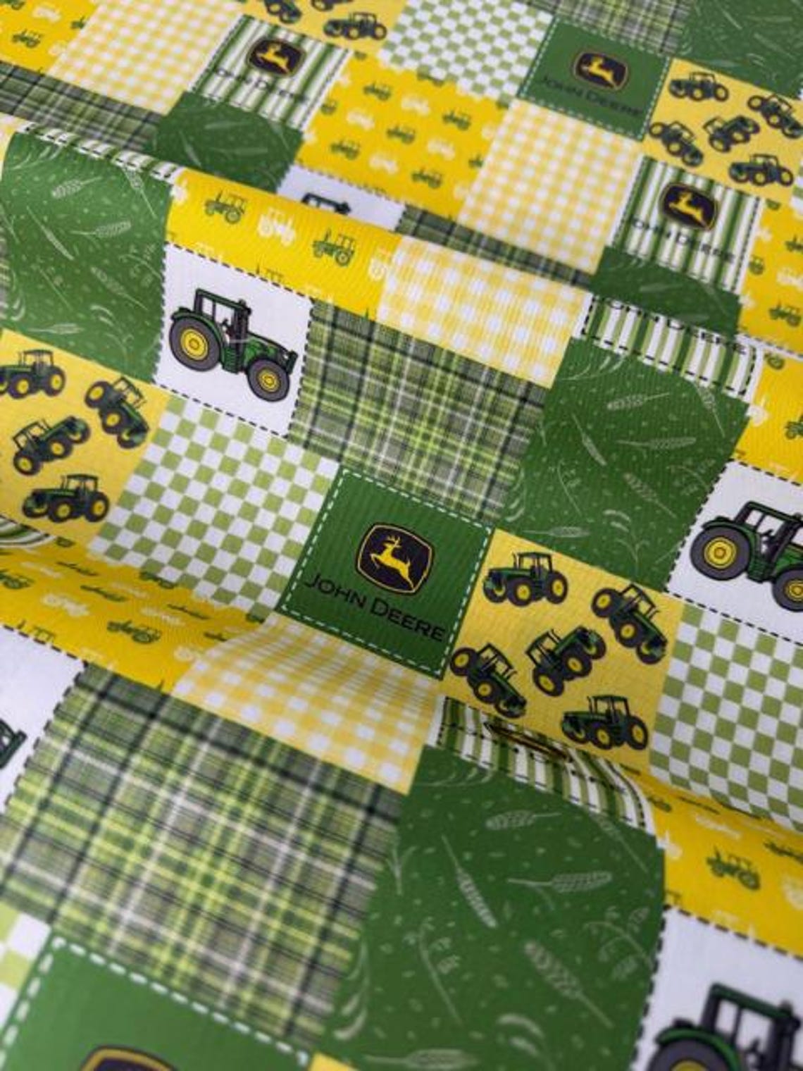 Plaid Tractor Cotton, Farm Life, Tractor 100% Cotton Fabric, Quilting ...