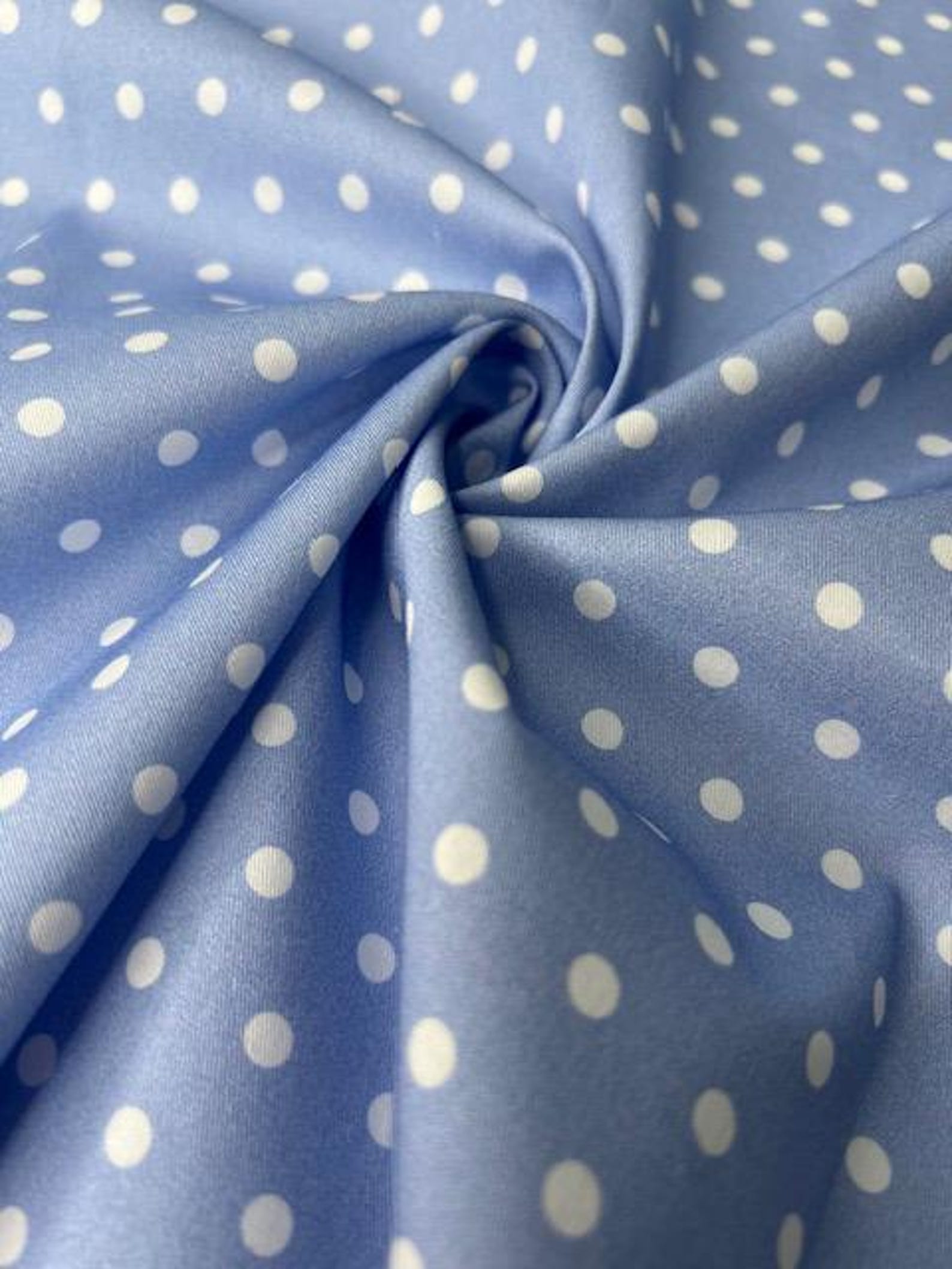 Blue Dot Fabric | White Polka Dot Cotton | Floral Coordinate - Etsy