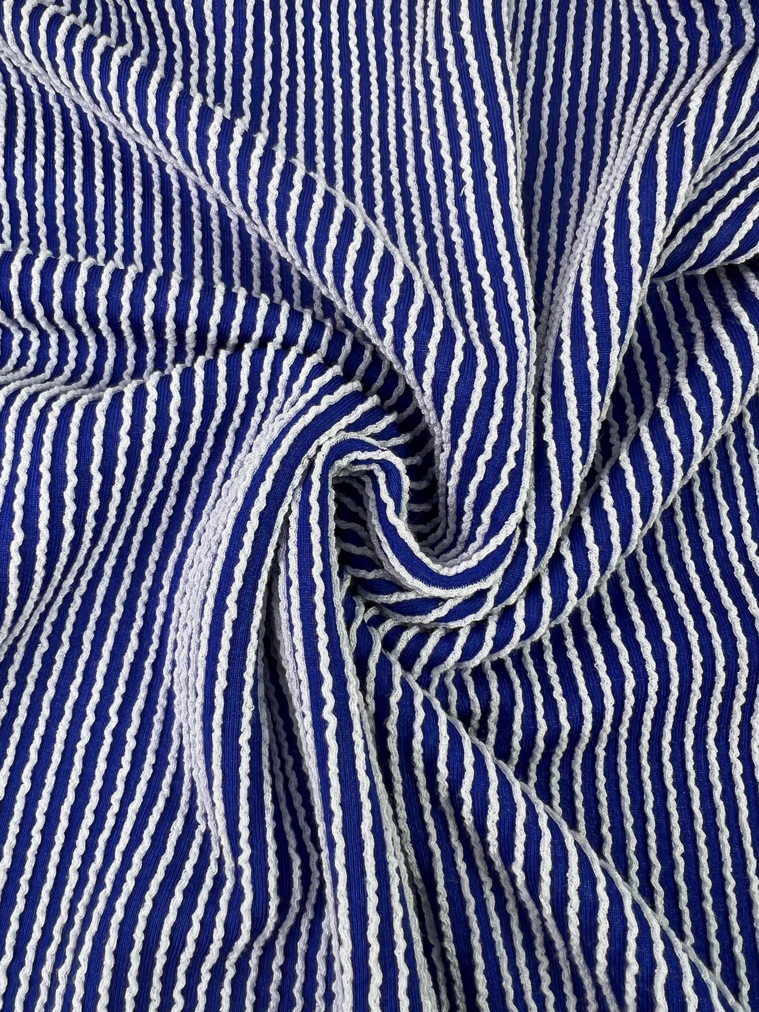 Dark Blue & White Urban Rib Knit Fabric - Stripe Stretch Knit by the ...