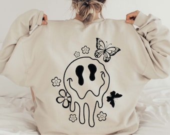 Drippy Smiley SVG, Melted Face Svg, Happy Face Drip Svg, Trendy Smiley ...