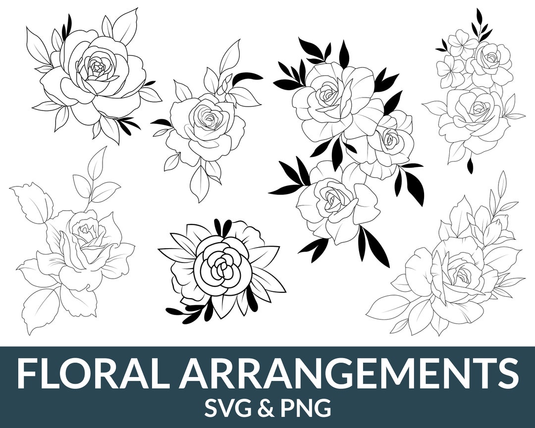 Floral Arrangements Svg, Flower Svg Bundle, Wildflower Svg Bundle, Rose ...