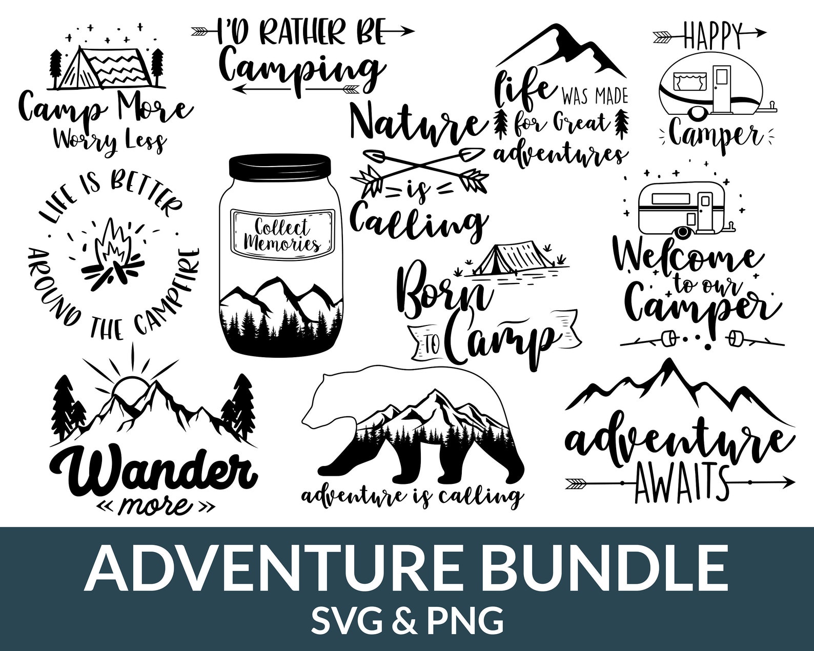 Adventure Svg Bundle Mountain Svg Camping Outdoors Adventure - Etsy