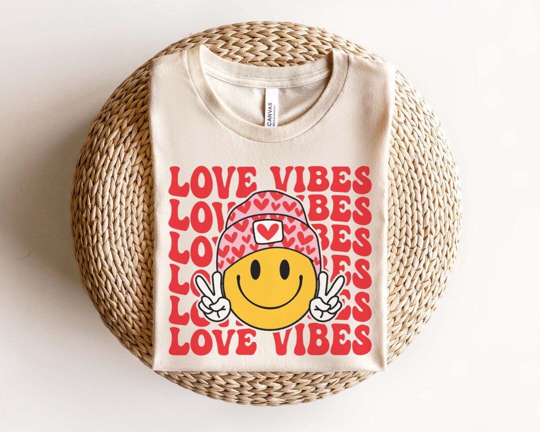 Love Vibes SVG PNG, Smiley Face Svg, Retro Love Svg, Love You More Svg ...