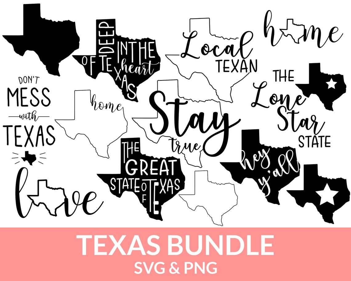 Texas Svg Bundle Texas Svg State Shape Bundle Texas Outline - Etsy
