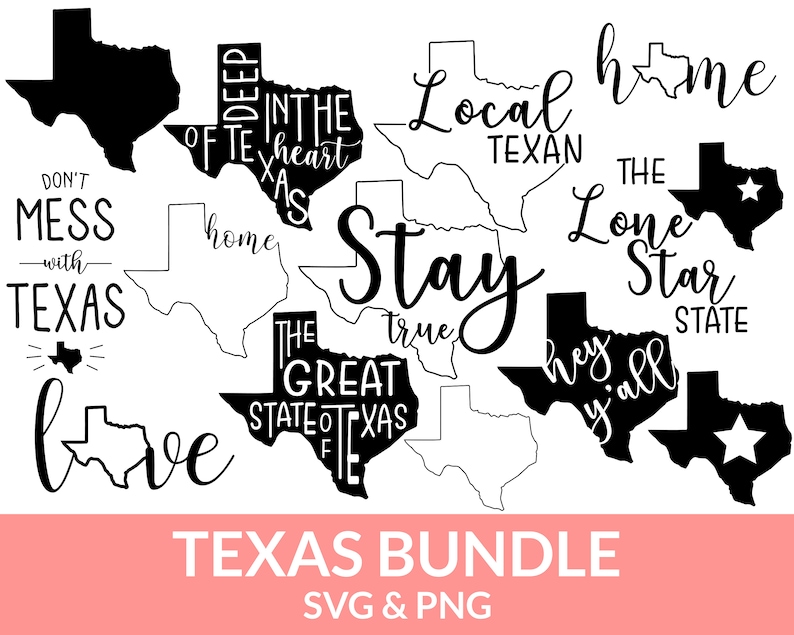 Texas Svg Bundle Texas Svg State Shape Bundle Texas Outline - Etsy