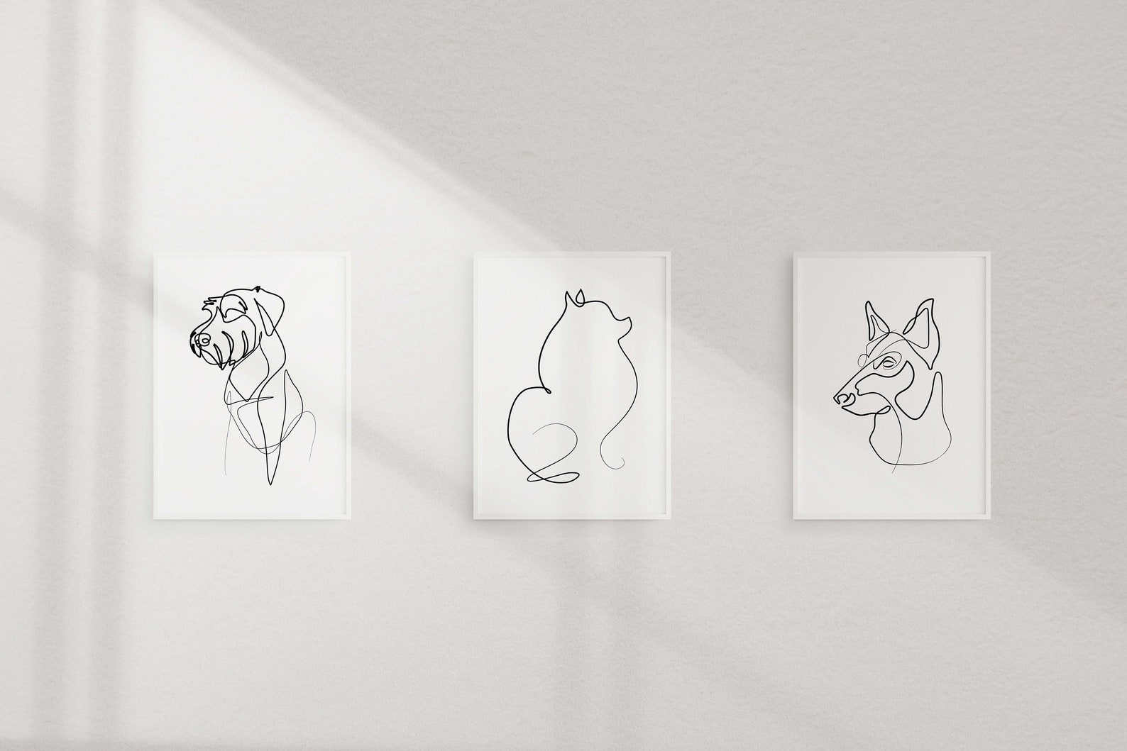 One Line Dogs and Cats Drawing Pets Line Art Illustration - Etsy