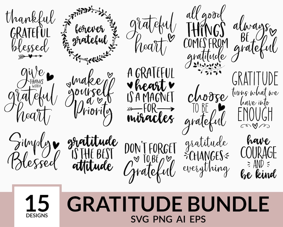 Gratitude SVG Bundle, Gratitude Quote SVG, Grateful Svg, Farmhouse ...