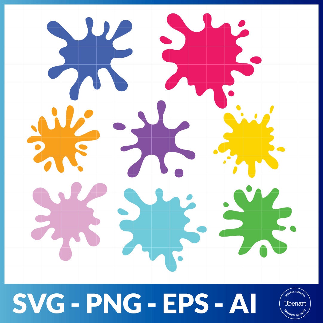 Paint Splatter Svg Bundle, Paint Splats Svg, Paint Brush Svg, Brush ...