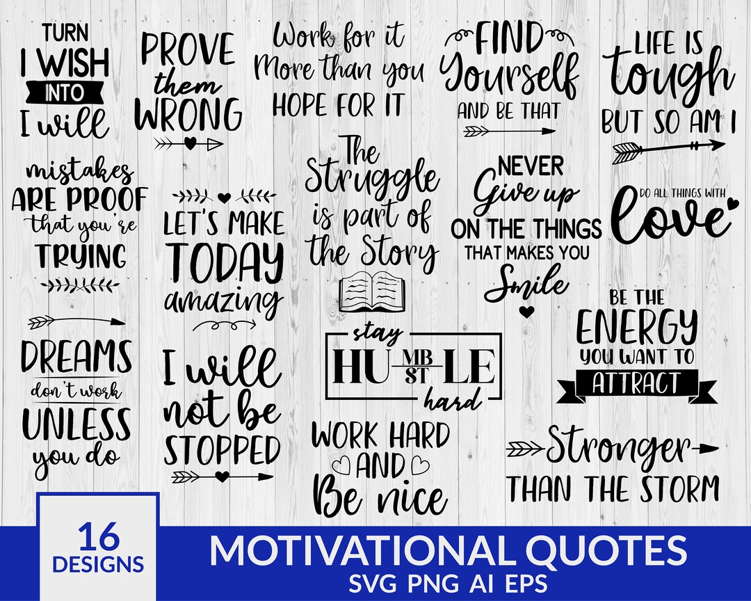 Motivational Quotes Svg Bundle, Inspirational Quotes Svg, Positive ...