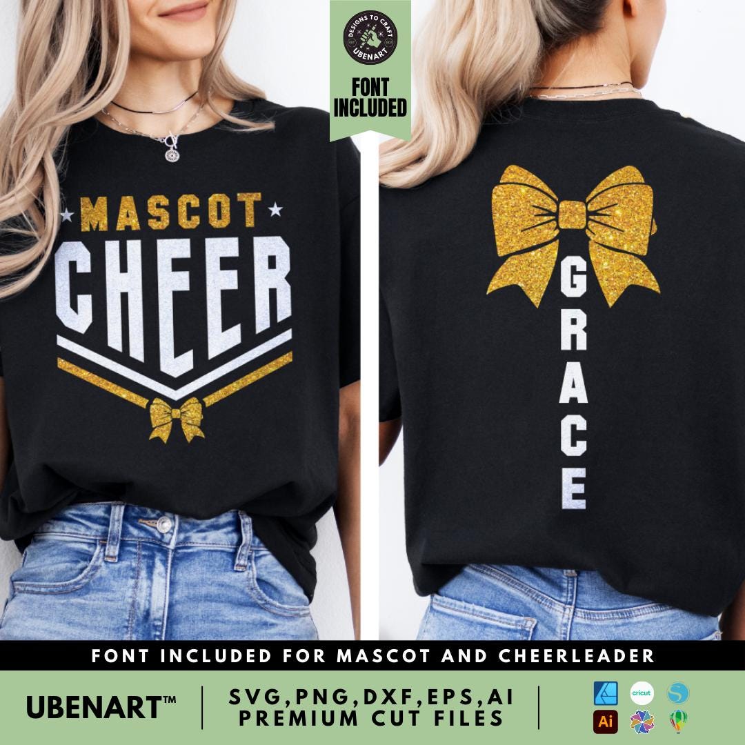 Cheer Team Template Svg Png, Mascot Cheer Svg Png, Cheer Bow Svg, Cheer ...