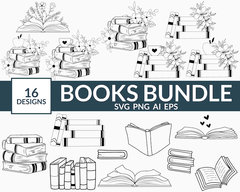 Books Svg Book Svg File for Cricut Books Silhouette Books - Etsy