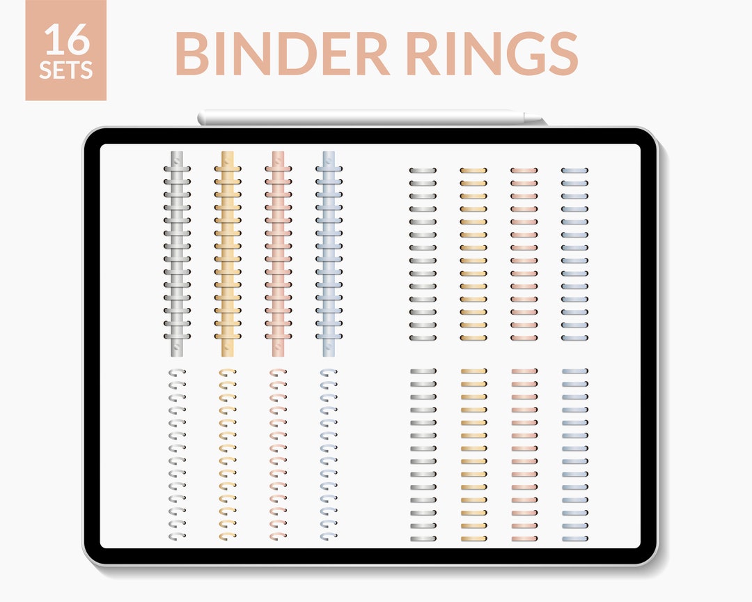 Digital Binder Rings Realistic Png, Digital Planner Rings, Metalic ...