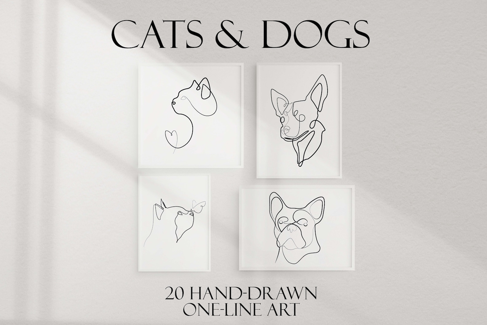 One Line Dogs and Cats Drawing, Pets Line Art Illustration Svg, Dog ...