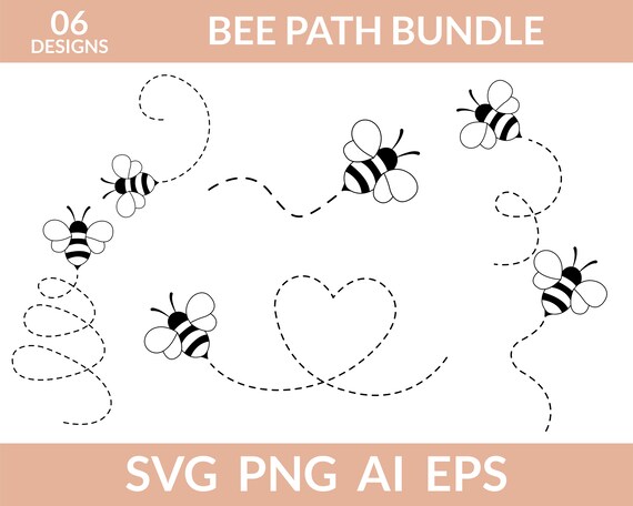 Bee Path Svg Bundle Honey Bee Svg Bee Trails Svg File for - Etsy