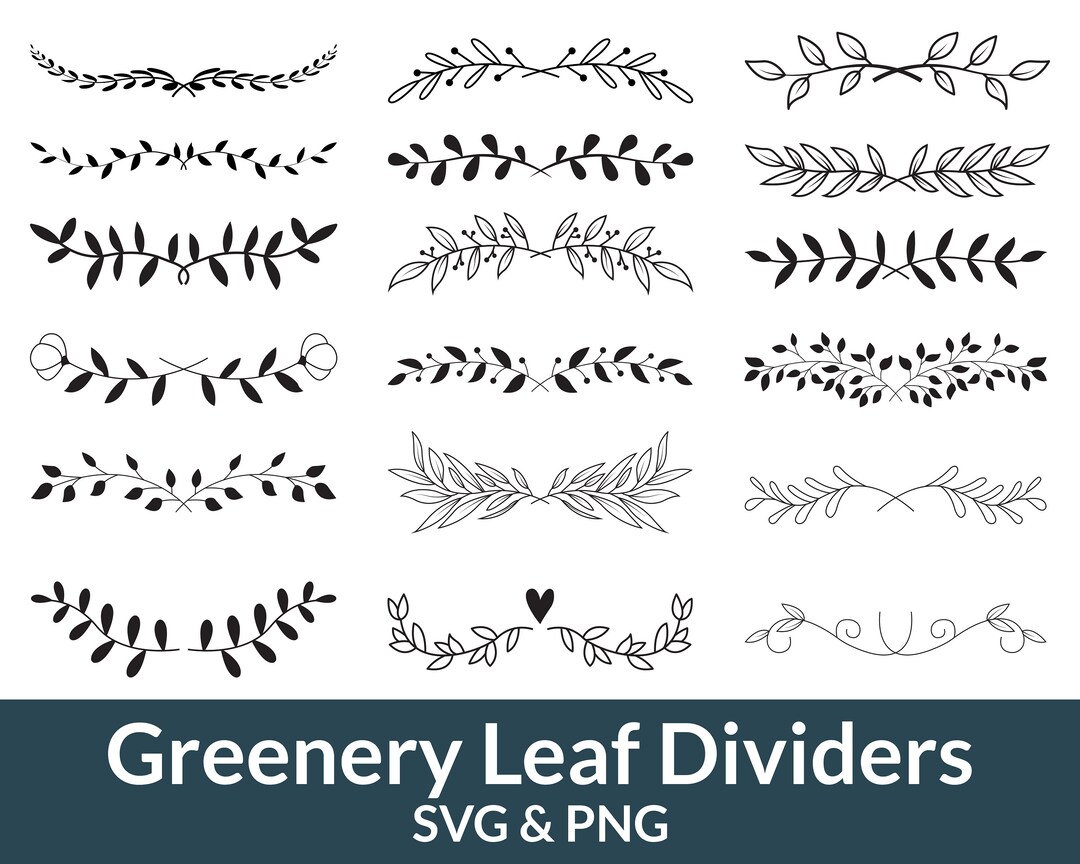 Greenery Leaf Divider Svg Bundle, Floral Divider Svg Bundle, Greenery ...