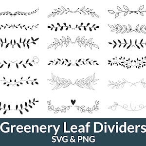 Greenery Leaf Divider Svg Bundle, Floral Divider Svg Bundle, Greenery ...