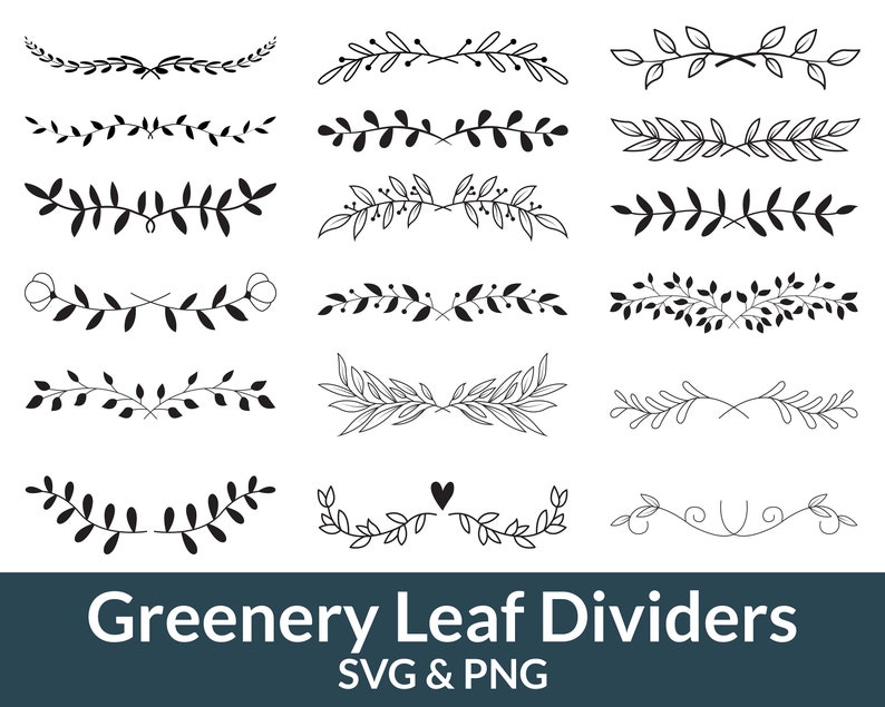 Greenery Leaf Divider Svg Bundle Floral Divider Svg Bundle | Etsy