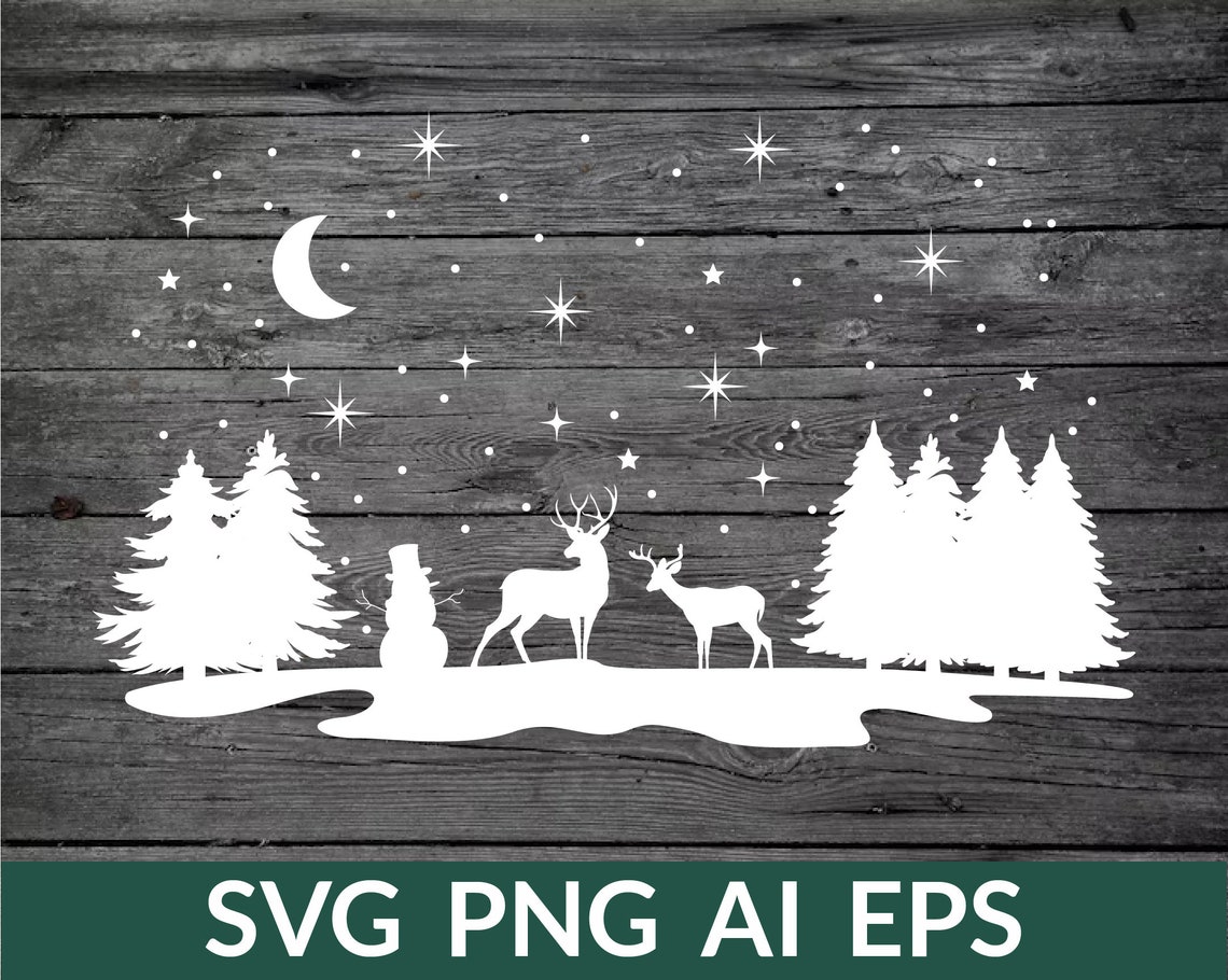 Winter Scene SVG Cut File for Cricut Winter Deer Scene Svg - Etsy