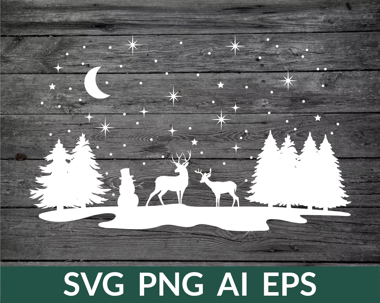 Winter Scene SVG Cut File for Cricut Winter Deer Scene Svg - Etsy