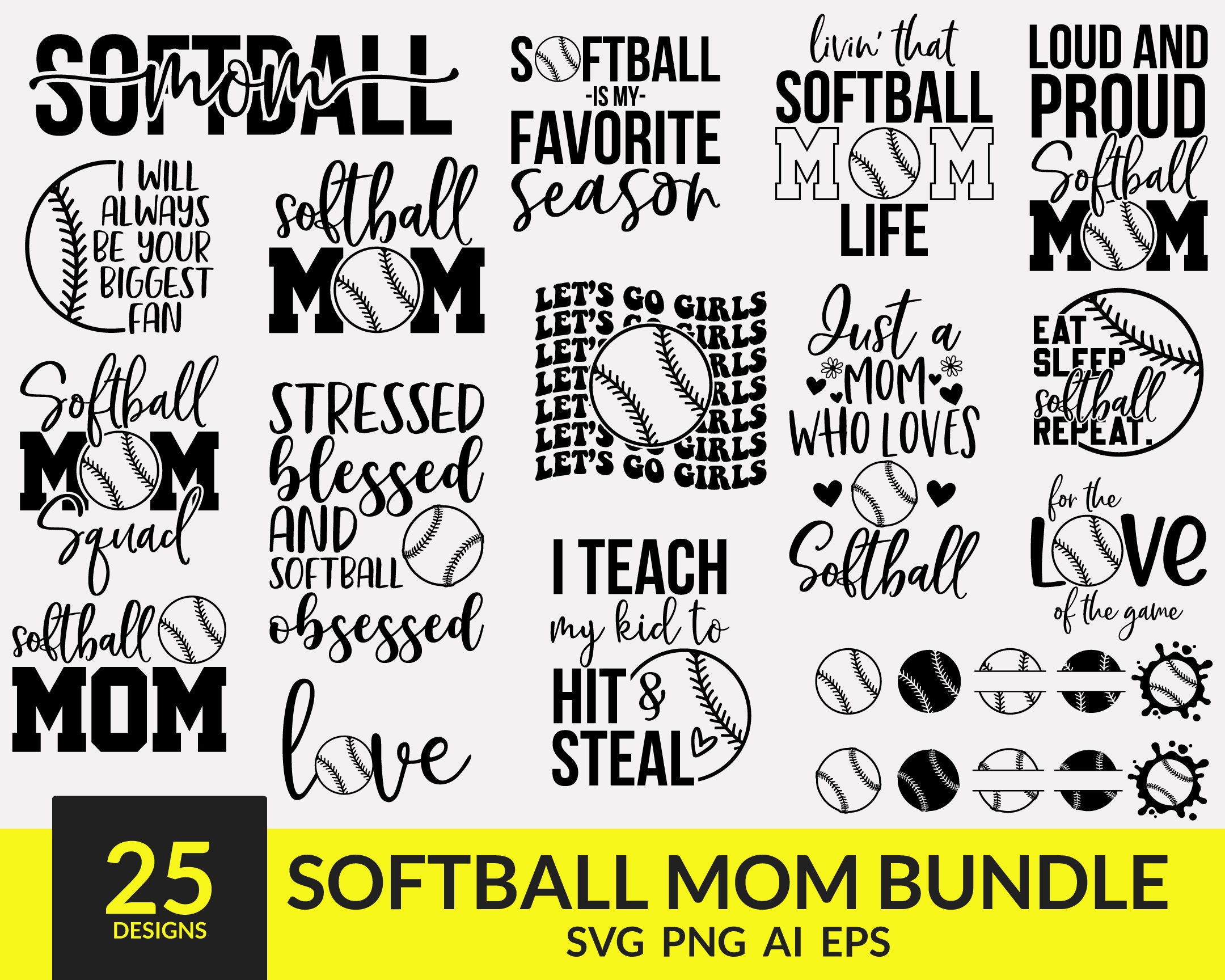 Softball Mom SVG Bundle, Softball Svg, Softball Clipart, Sports Svg ...