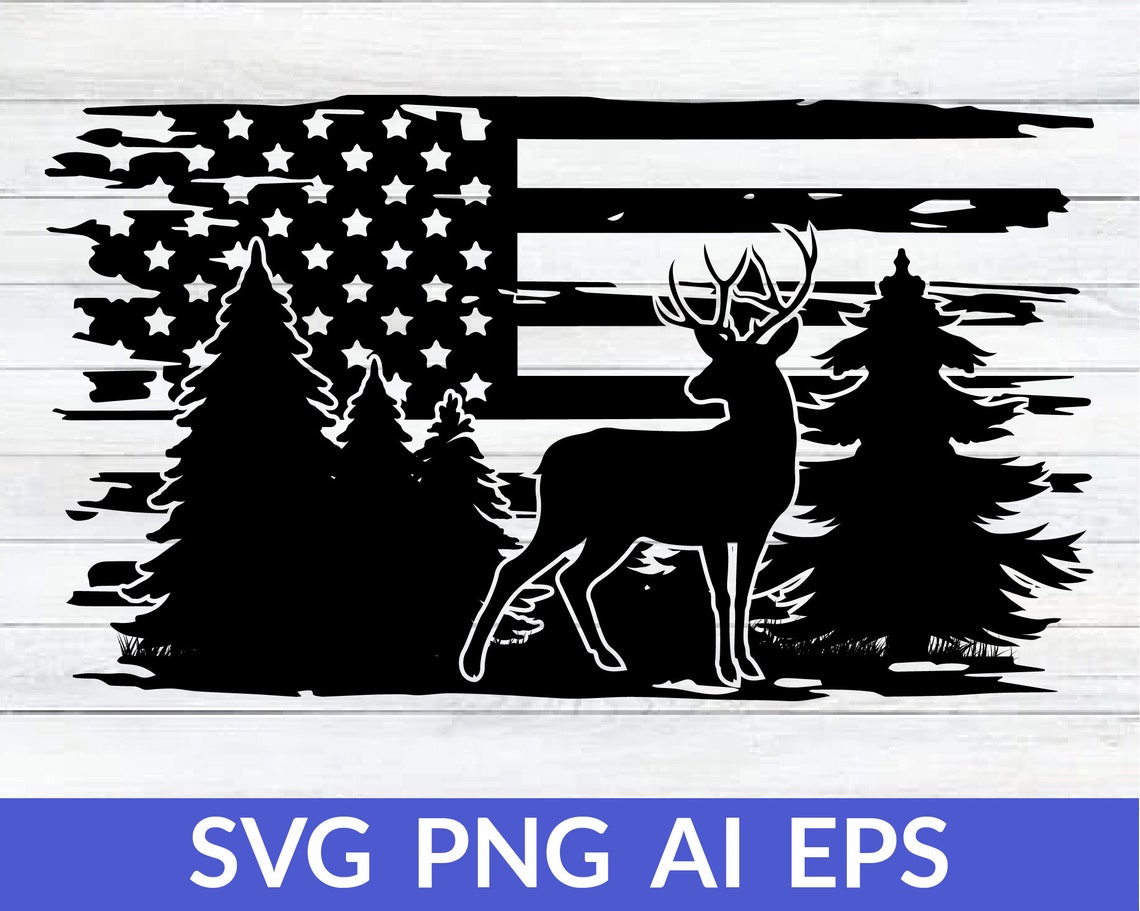 Deer Hunting Flag Svg Deer Silhouette Flag Svg Distressed - Etsy