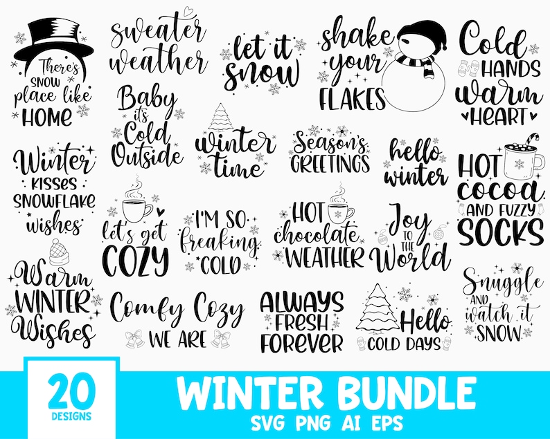Winter SVG Bundle, Winter Shirt SVG for Cricut, Sweater Weather SVG ...