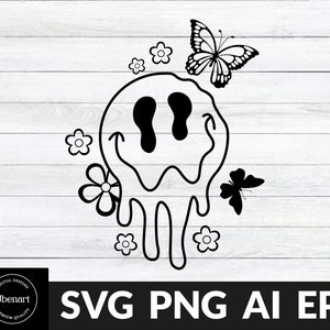 Drippy Smiley Svg Png, Smiley Face Svg Png, Melted Face Svg, Melting ...