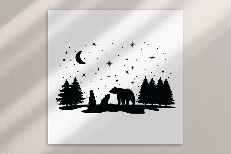 Winter Scene SVG Cut File for Cricut Winter Bear Scene Svg - Etsy