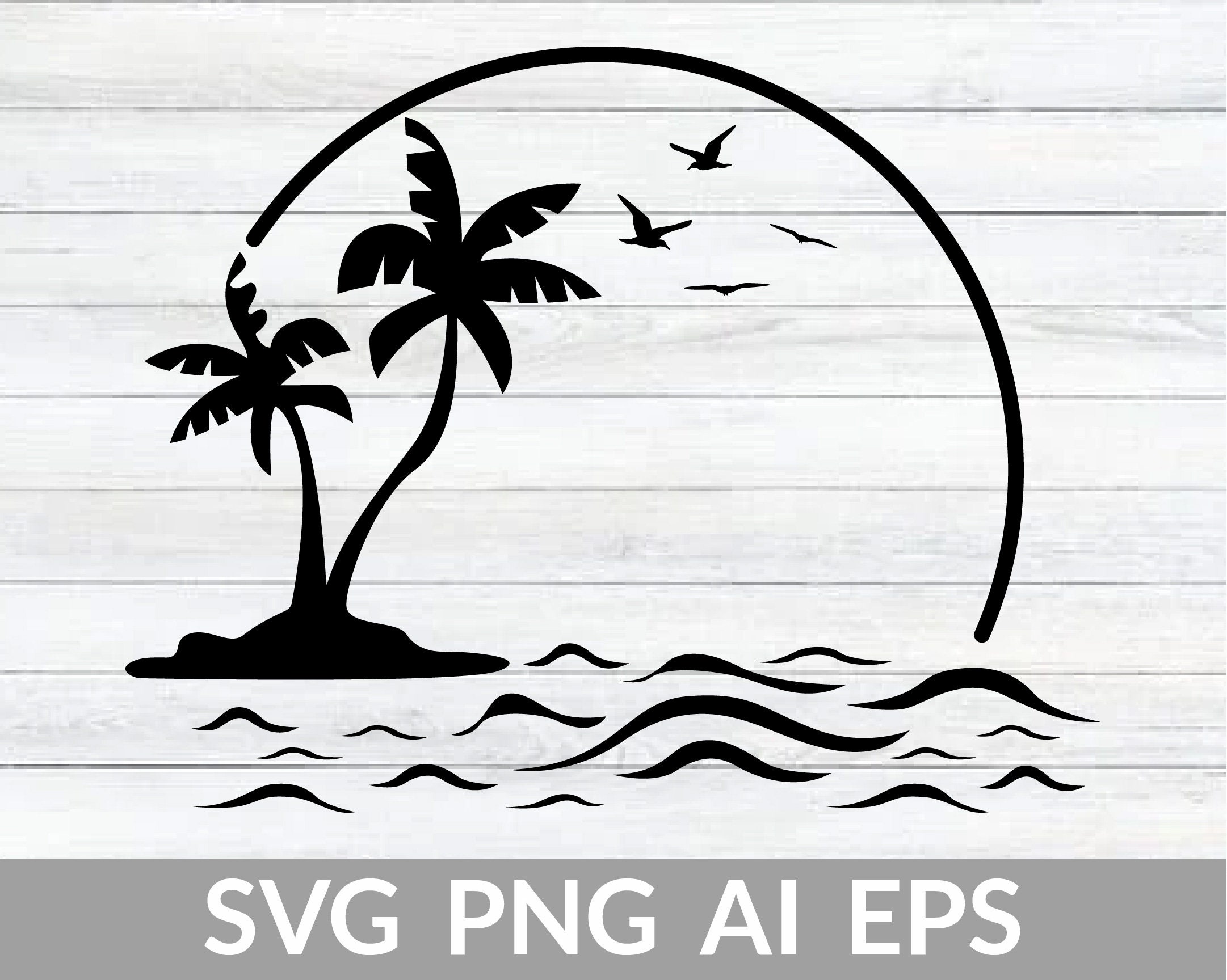 Palmen Svg, Palmen Svg, Strand Palmen Svg, Meer Wellen, Tropischer ...