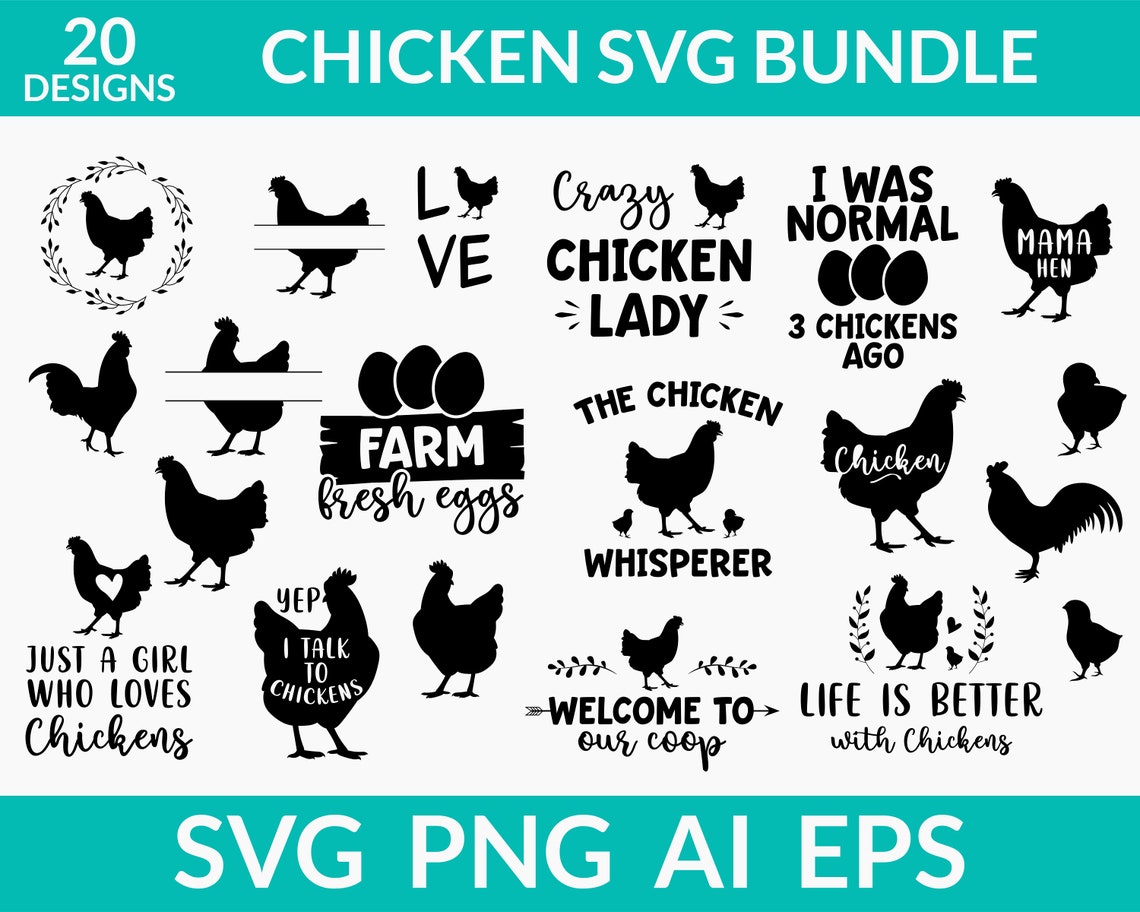 Chicken Svg Bundle Hand Drawn Chicken Svg Hen Svg Rooster - Etsy