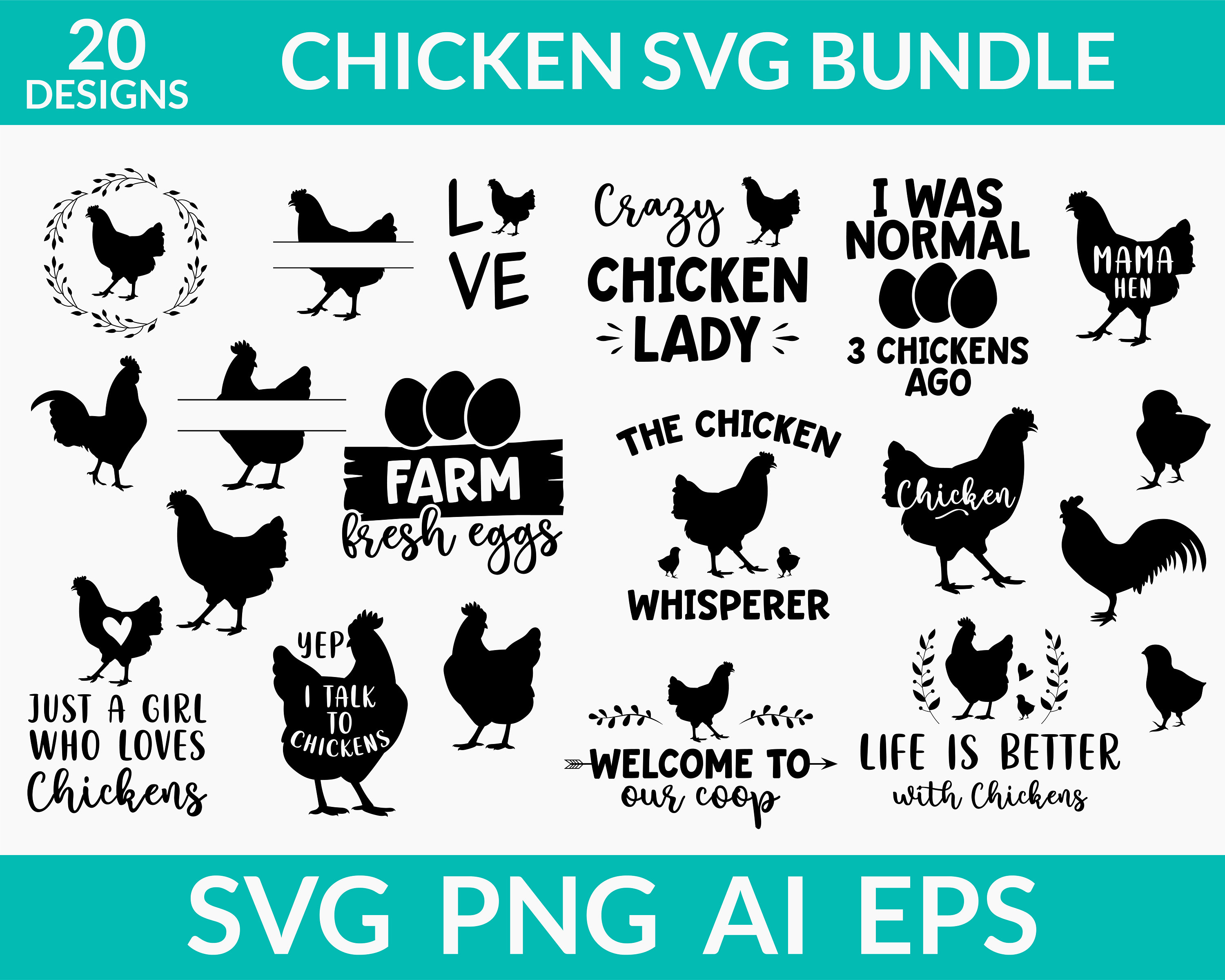 Chicken Svg Bundle Hand Drawn Chicken Svg Hen Svg Rooster - Etsy