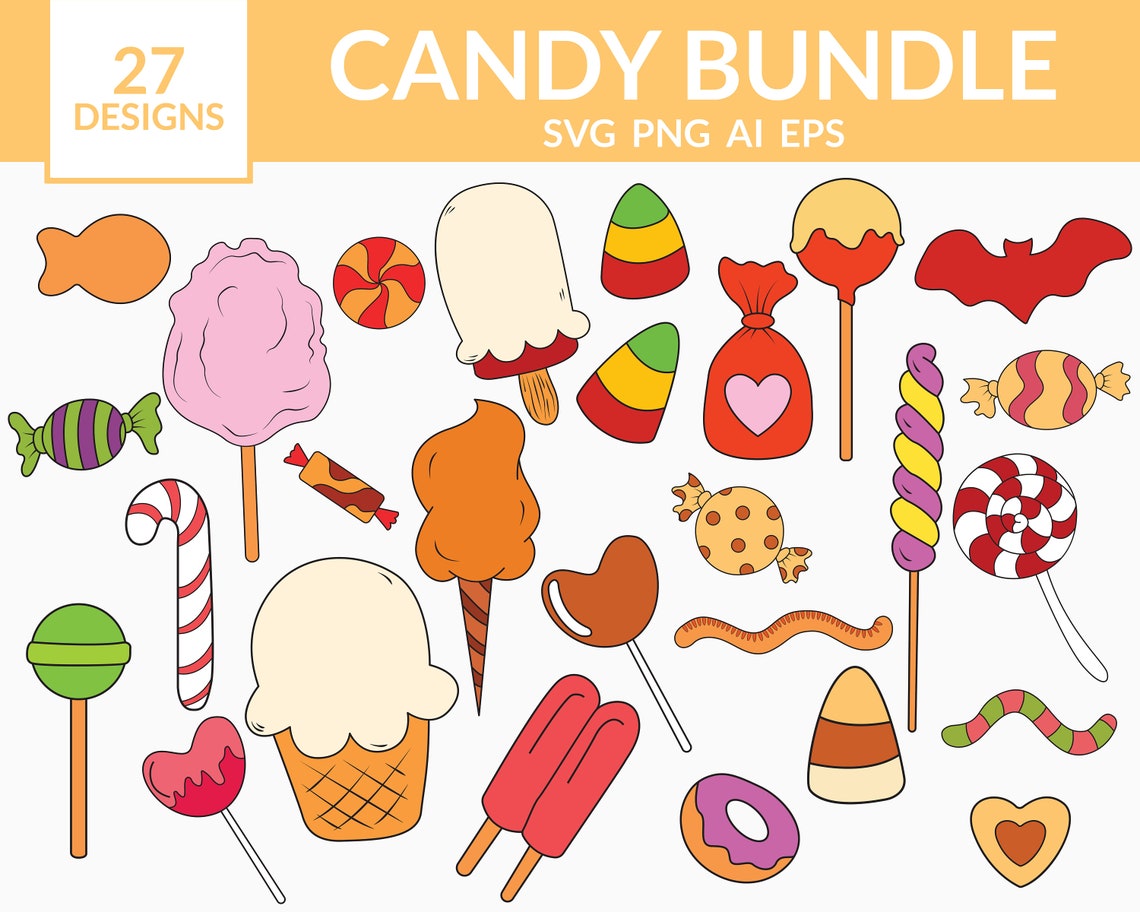 Candy Clipart Candy Clip Art Candy Svg Bundle Lollipop - Etsy