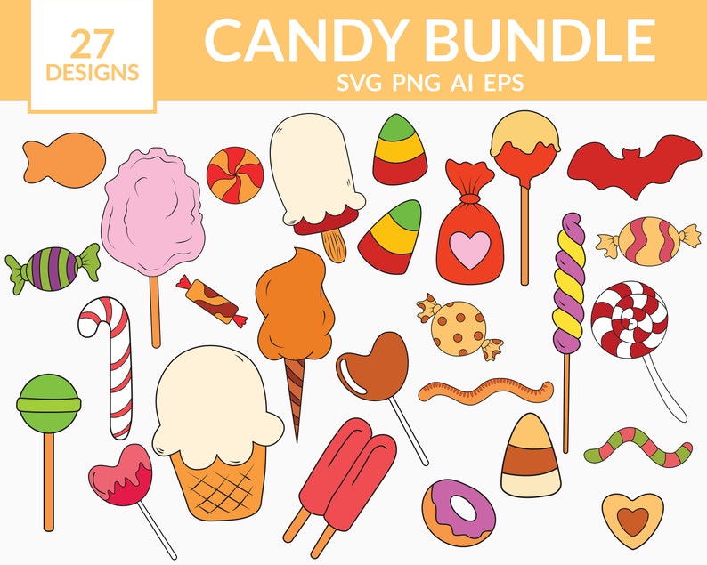Candy Clipart Candy Clip Art Candy Svg Bundle Lollipop - Etsy