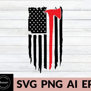 Firefighter Flag SVG PNG, Fire Department Svg, Fireman Svg, US Axe Flag ...