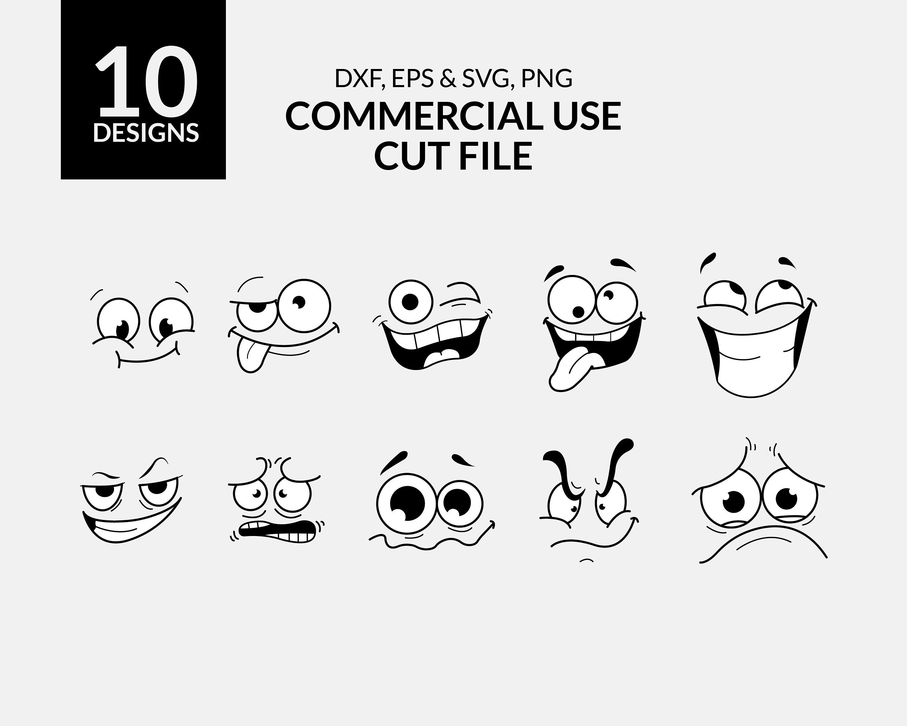 Cartoon Faces SVG Bundle, Emojis Expression Svg File, Emotion Face SVG ...