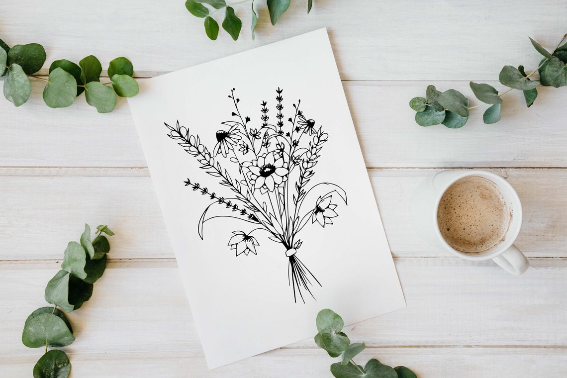 Bouquet Svg Png Bundle Flowers Svg Png Hand Drawn - Etsy