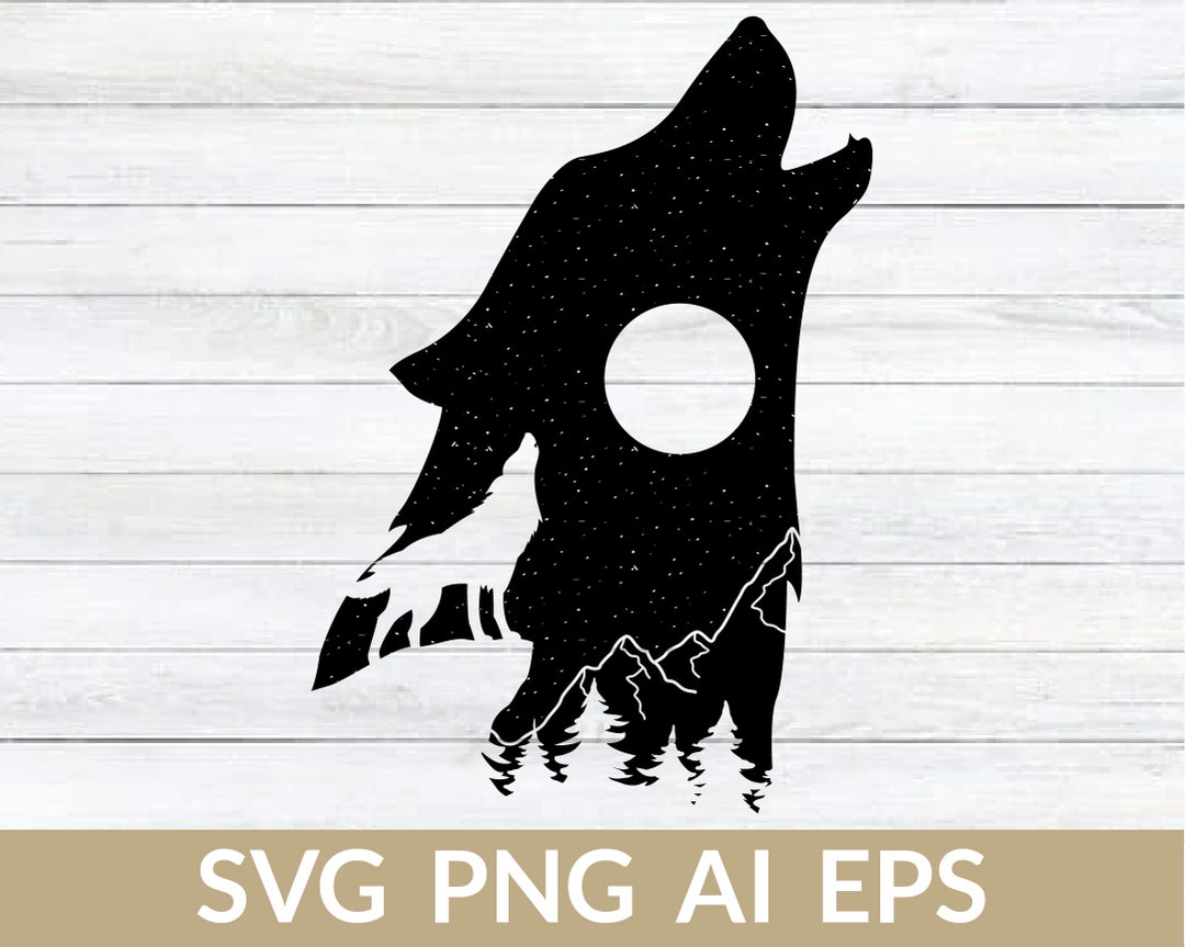 Howling Wolf Svg Mountain Wolf Svg Wolf Scene Svg Wolf - Etsy