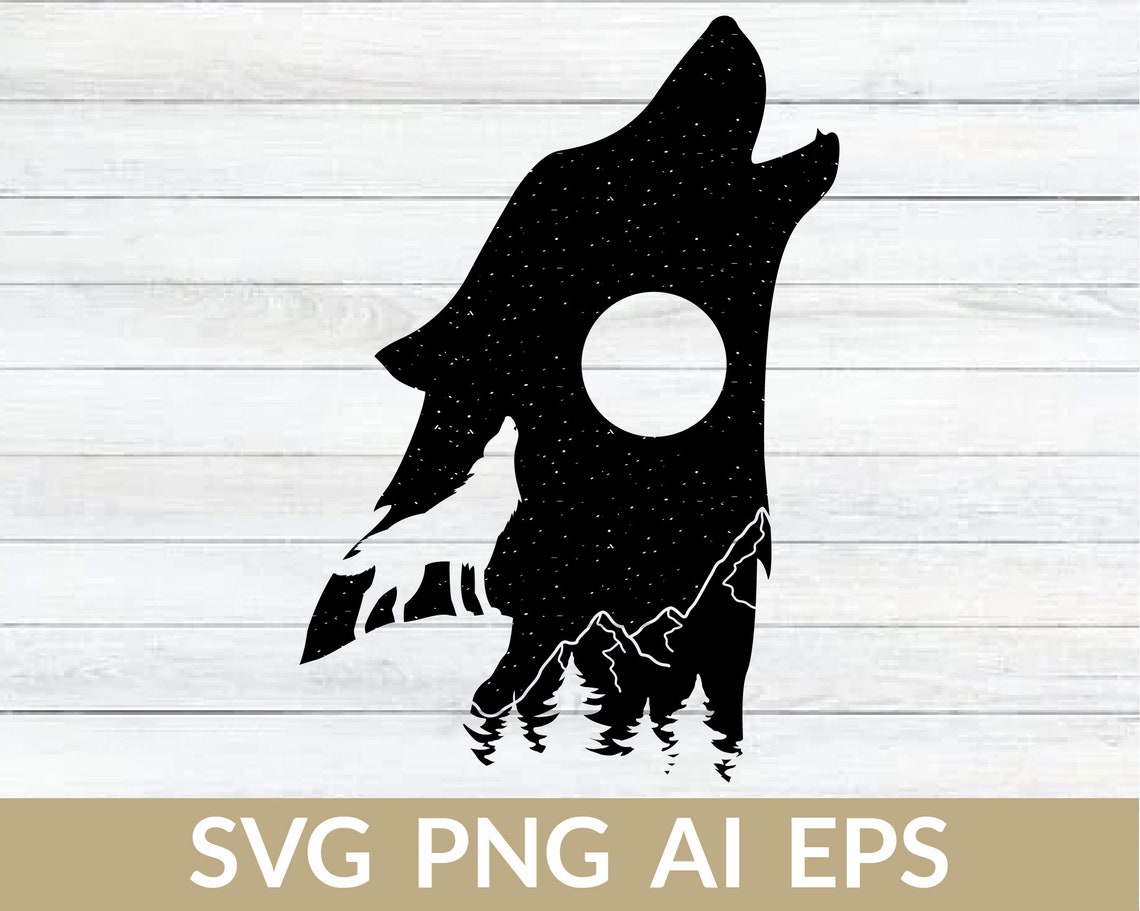 Howling Wolf Svg Mountain Wolf Svg Wolf Scene Svg Wolf - Etsy