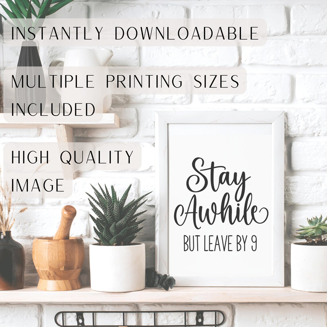 Stay Awhile | Printable Sign | Instant Digital Download | Farmhouse ...