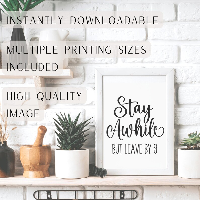 Stay Awhile | Printable Sign | Instant Digital Download | Farmhouse ...