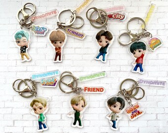 BTS Tinytan MIC Drop Keychain With Customized Pompom Option | Etsy