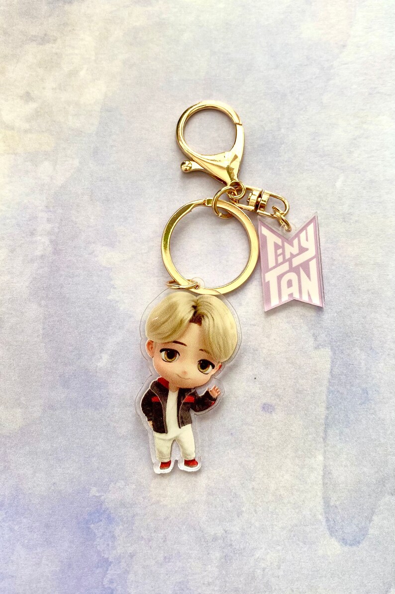 BTS Tinytan MIC Drop Keychain With Customized Pompom Option | Etsy
