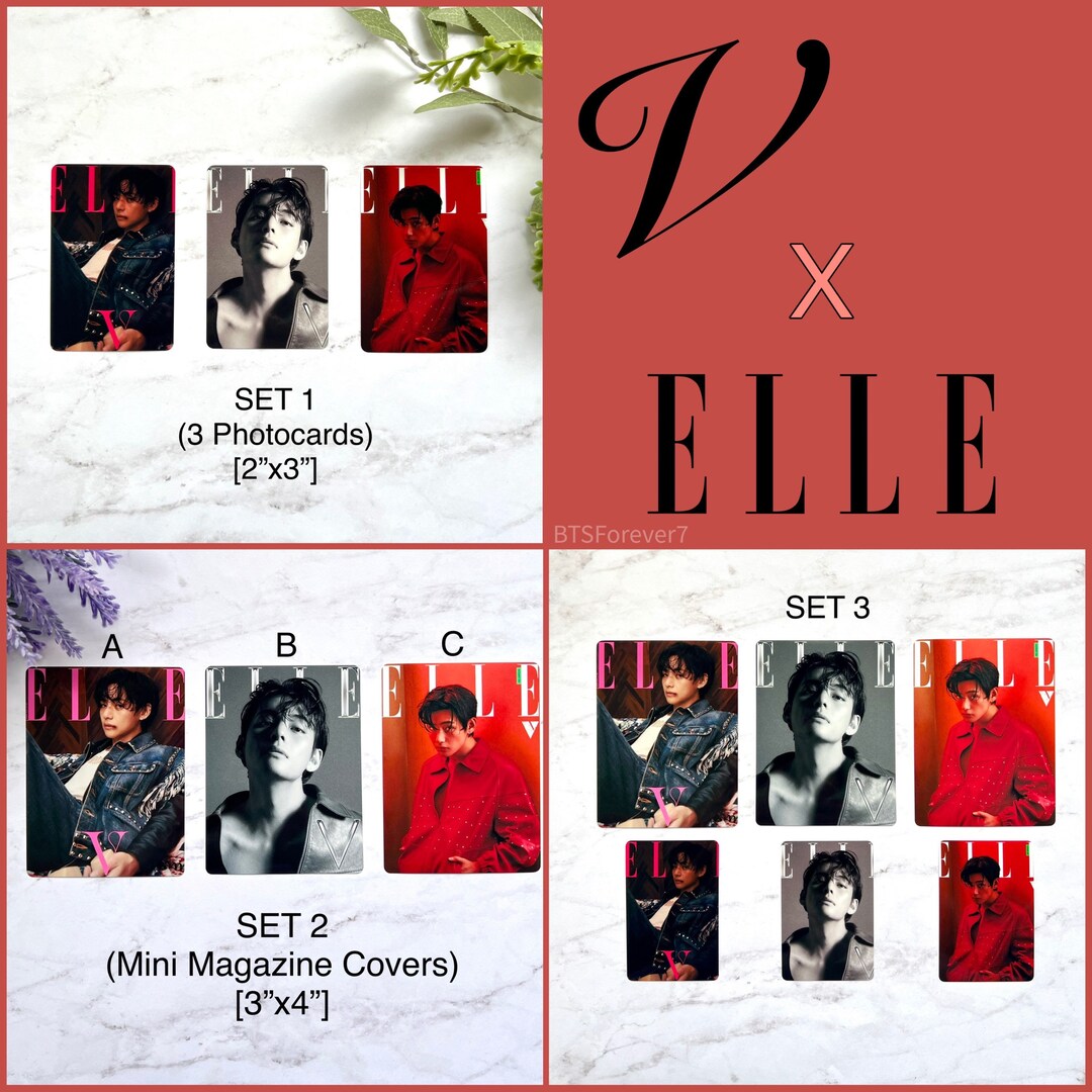 BTS 2023 V X ELLE Mini Magazine Cover (3 in X 4 In) and Photocard (2 in ...