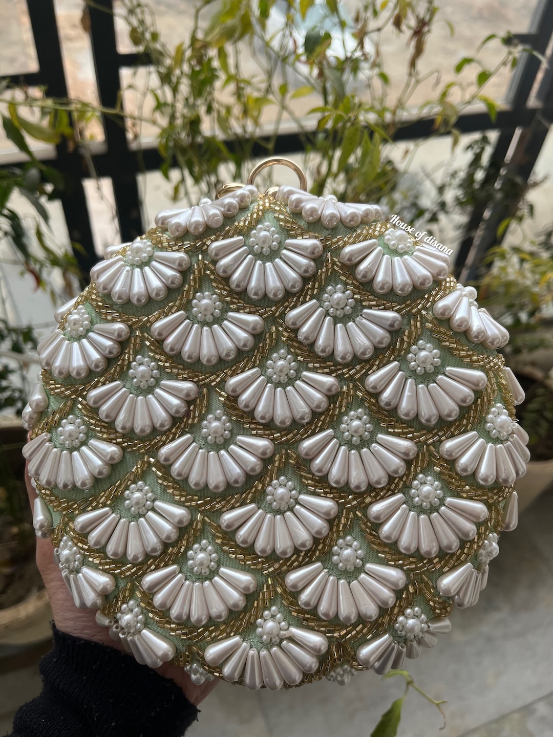 Pearl Handwork Round Clutch,handmade Clutch,gifts for Her,designer ...