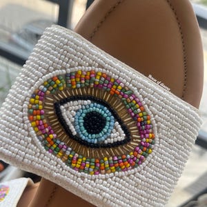 Evil Eye Sliders,hand Embroidered Women Sliders,handmade Sliders,bride ...